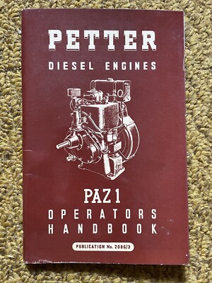 Petter Diesel Engines PAZ1 Operators Handbook 2086/3 | eBay Australia