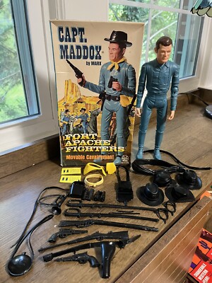 1974 Marx Johnny West Capt. Maddox Box Complete Accessories Fort Apache ...