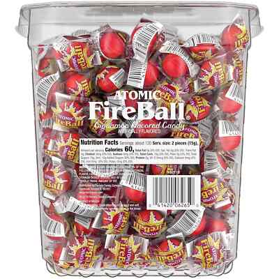 Atomic Fireballs Candy 4.05 Pound Bulk Tub 240 Count 1 Pack Red Hot ...