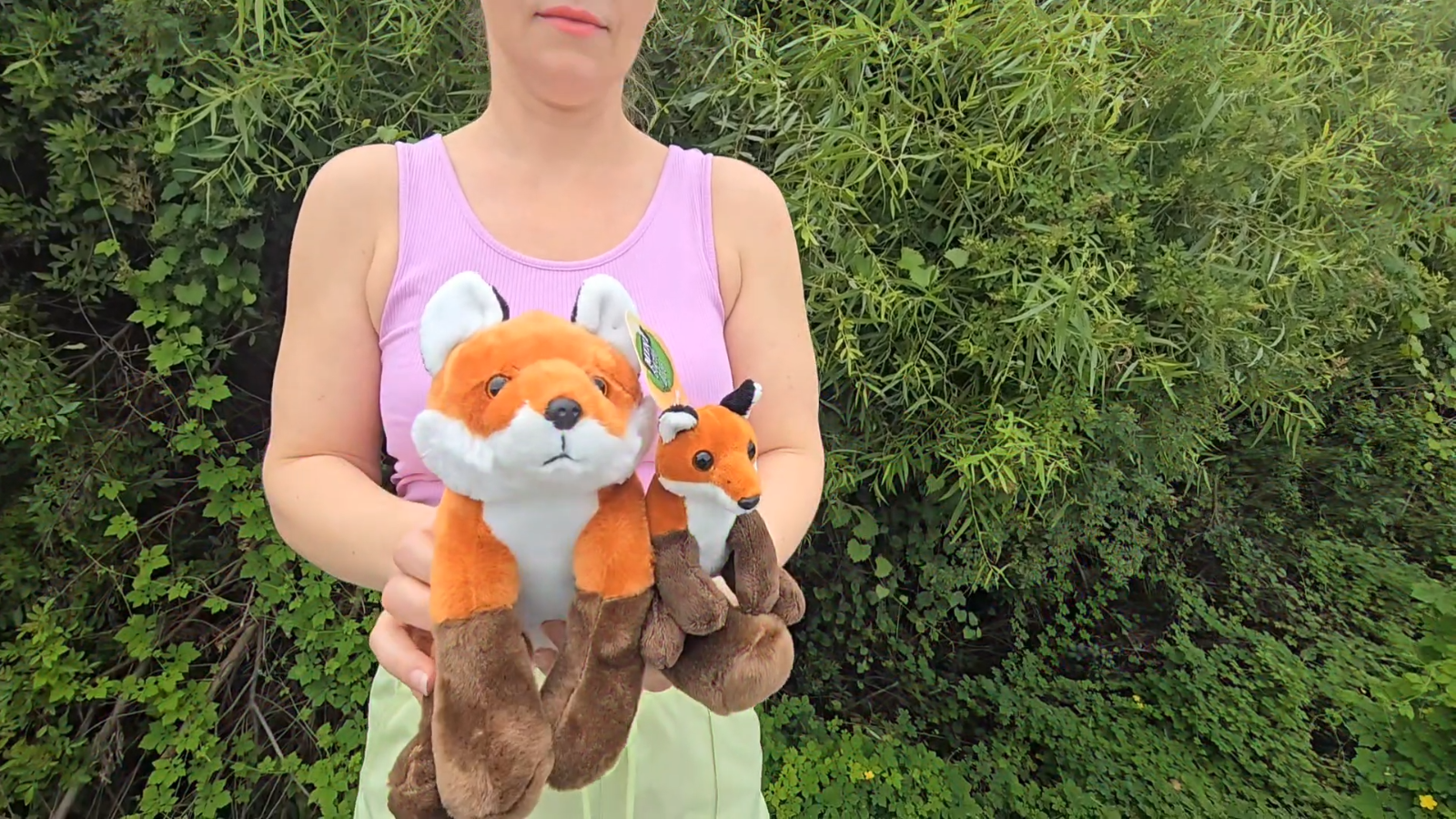 Mini Birth of Life Fox (7") Mama and Baby on The Back. Soft Furry Plush ...