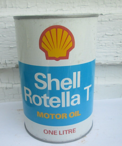 VINTAGE SHELL CANADA ROTELLA T MOTOR OIL 1 LITRE Oil Can Tin SAE 10 W ...