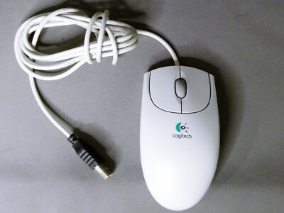 Vintage Logitech First Pilot Wheel USB Mouse M-BE58 2-Button Scroll ...