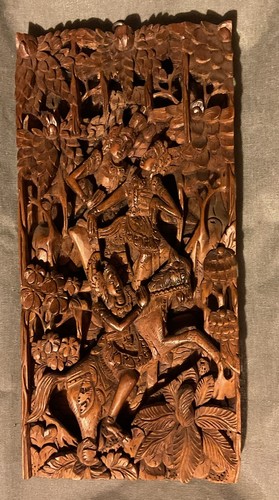 Balinese Bali Wooden Carving High Relief Art Panel Hand Carved Wood And ...