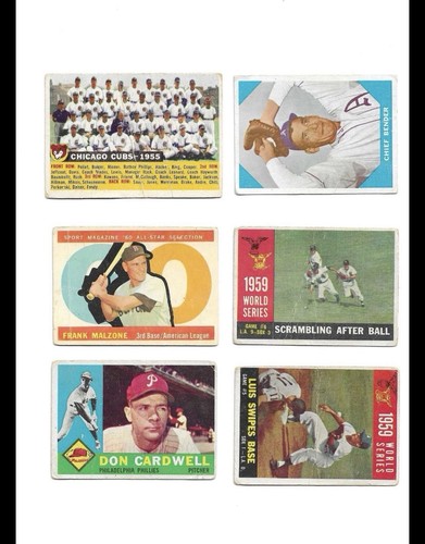 VINTAGE 50s 60s Vintage Topps Baseball Card Lot (x6) | eBay