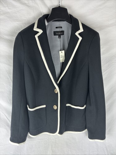 Talbots Aberdeen Blazer Jacket Women’s Size 6 Navy White Trim NWT $159 ...
