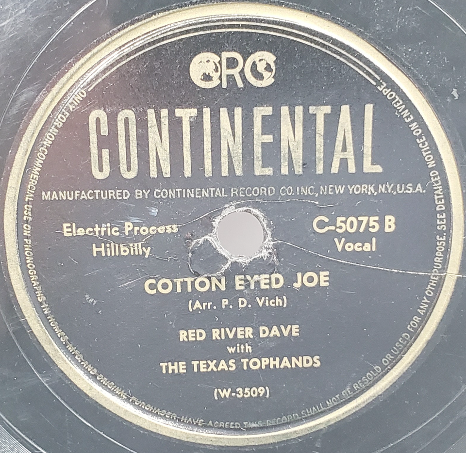 1946 Red River Dave G+ 78 RPM 10 inch Continental 5075 SHELLAC Cotton ...