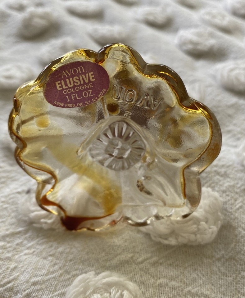 Vintage Avon Perfume Bottle Flower Bottle Gold Top Elusive Cologne Empty 1 Ounce | eBay