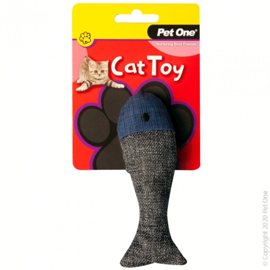 Pet One Cat Toy Fish Grey Blue 13.5cm | eBay