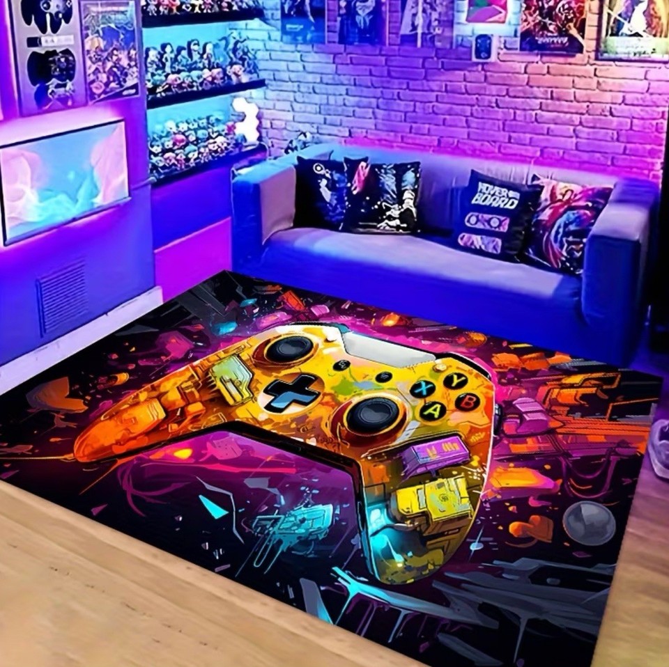 XBOX Gamer Gaming Controller Rug Mat 120cm X 80cm Orange Console ...