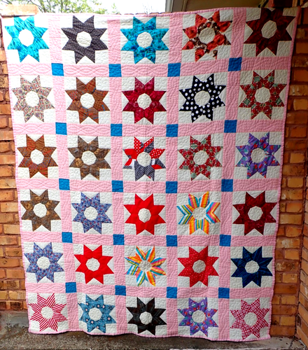 Vintage EIGHT POINT STAR QUILT Hand PIECED & Hand SEWN All Cotton | eBay