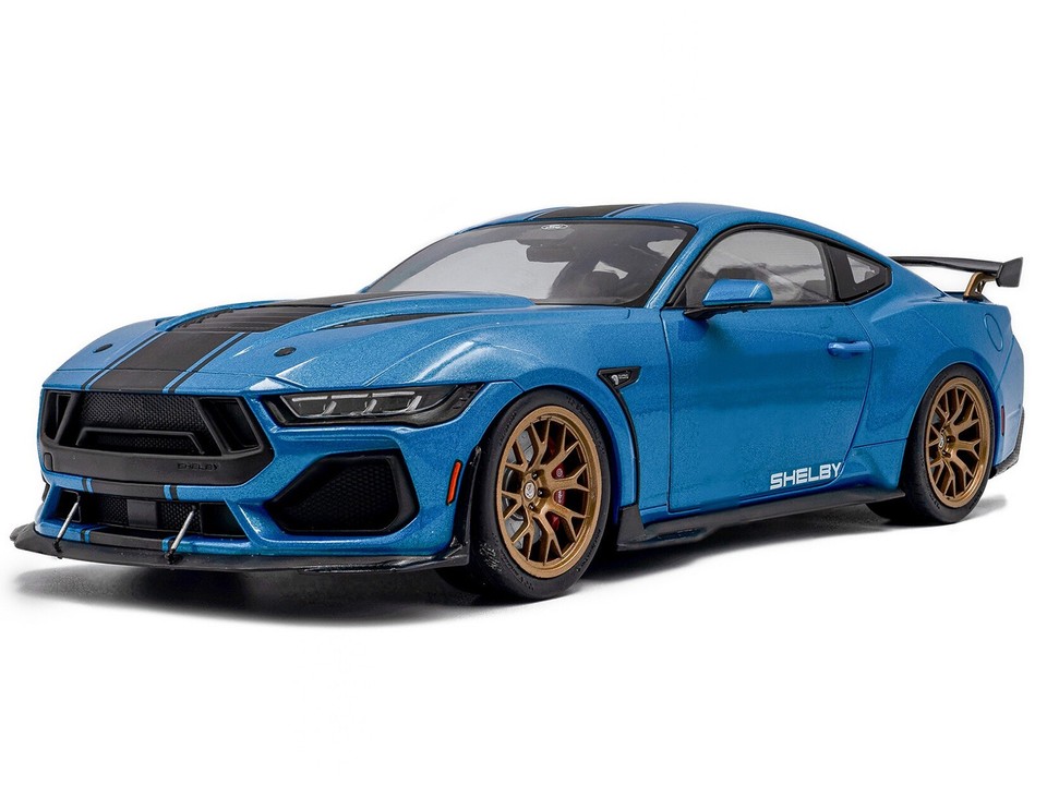 Box Dented 2024 FORD SHELBY MUSTANG SUPER SNAKE BLUE 1/18 SOLIDO ...