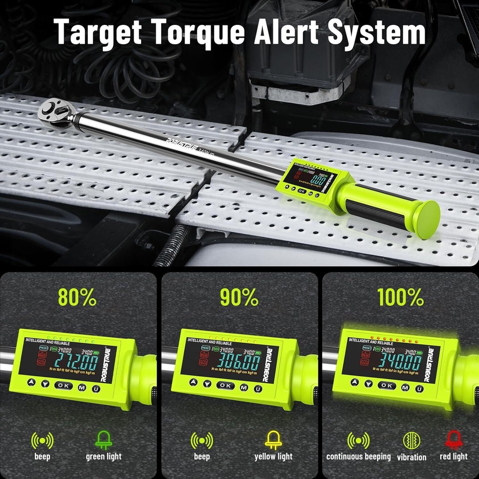 1/2" Digital Torque Wrench 17-340Nm ±2% Accuracy LED &Buzzer 500 for ...