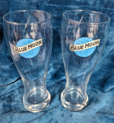 Blue Moon 22 Oz Pilsner Beer Glass Bar Glass Set of 2 Glasses | eBay