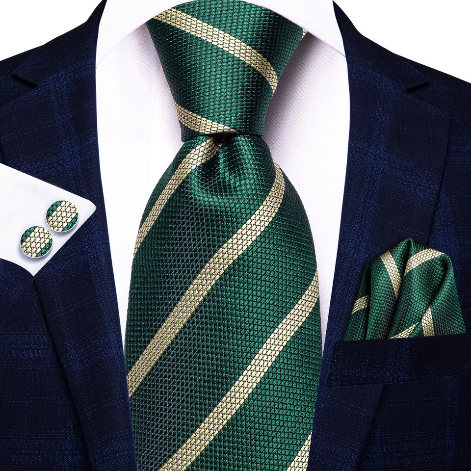 Men's Tie Classic Wedding Necktie and Pocket Square Cufflinks Set ...