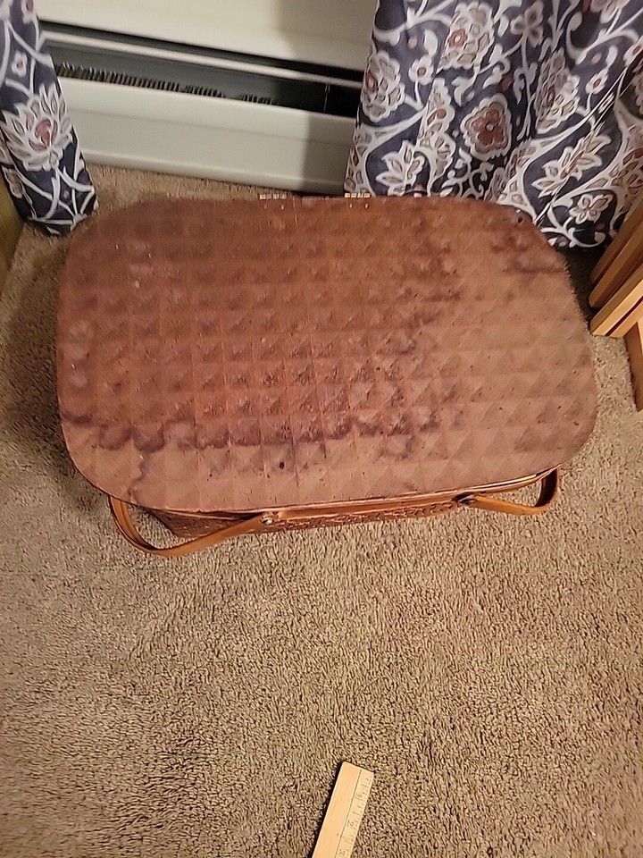 Vintage Redmon Woven Wicker Picnic Basket. 1940s/50s | eBay