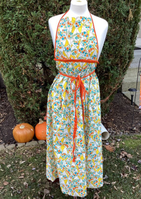 Rare Vintage Vera Neumann Full Length Hostess Apron Poppies Orange Gold ...