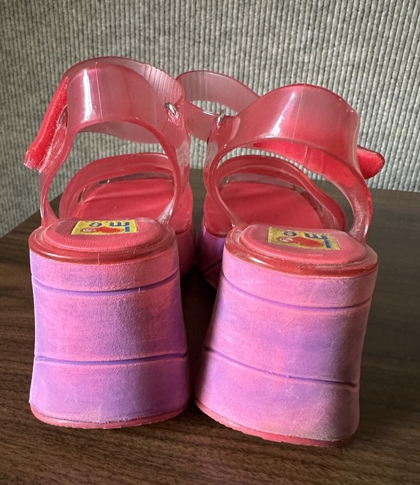 Melissa I Heart Melissa Grendene Pink Jelly Platform Wedge Sandals Size ...