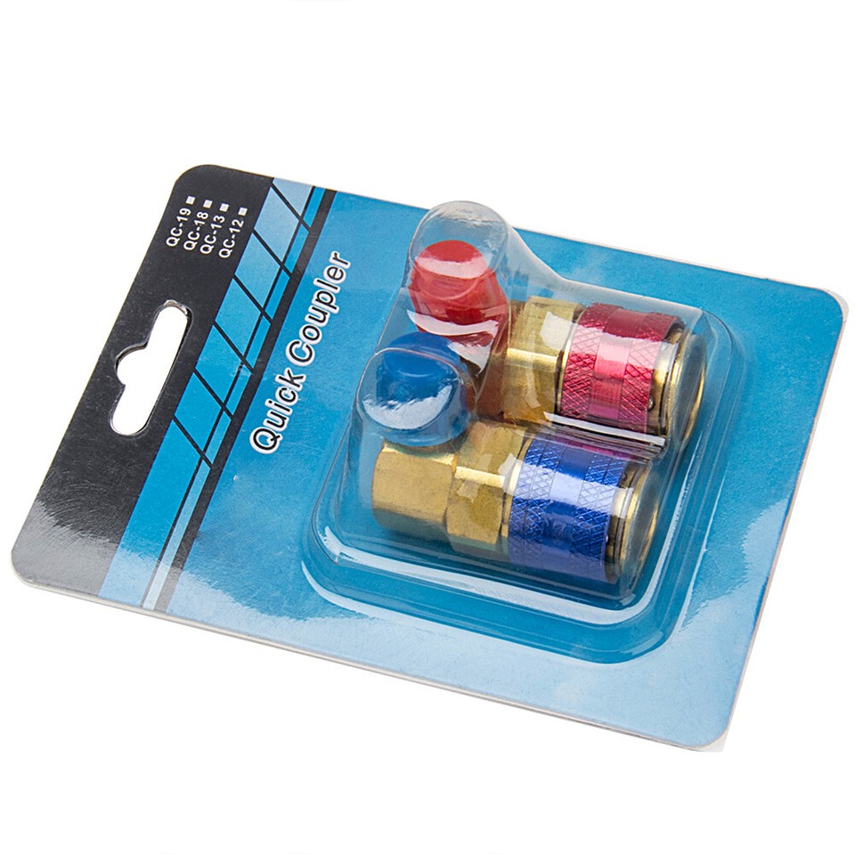 2Pcs A/C Manifold Gauge Conversion Kit Hi/Low Angle Quick Coupier ACME ...