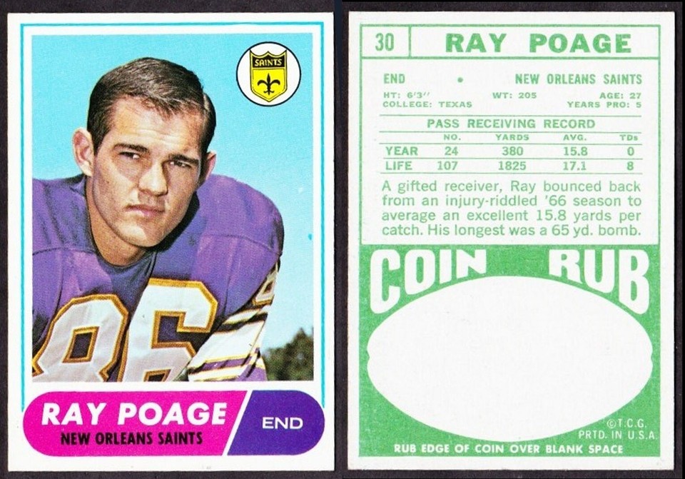 NFL & AFL Topps 1968 & 1969 single cards | eBay