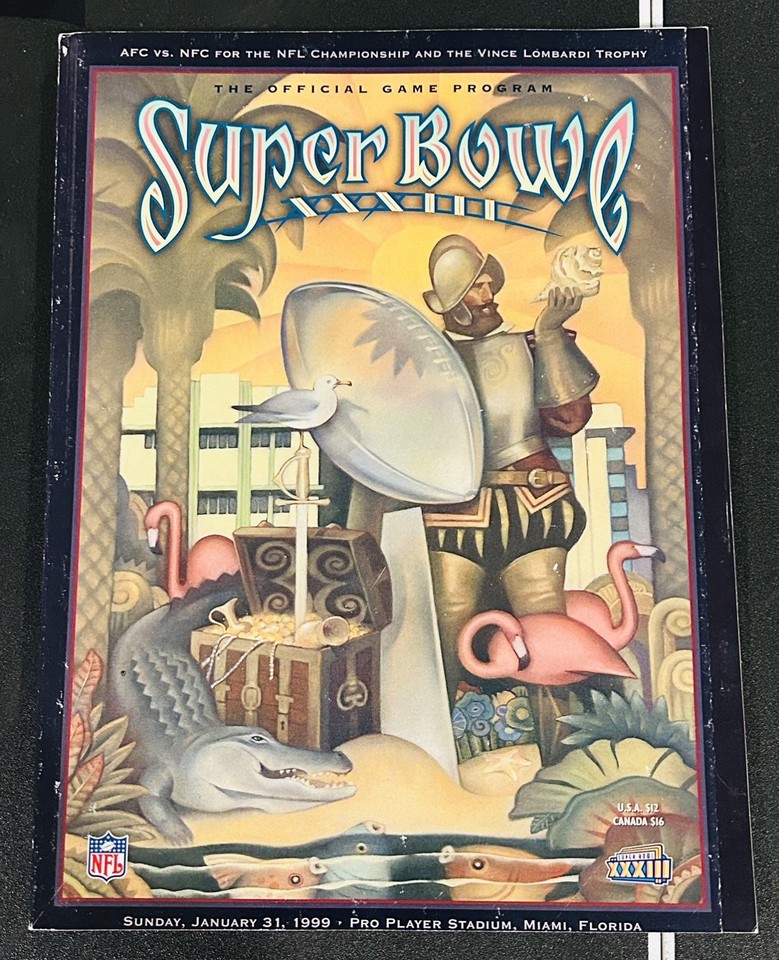 VTG LOT OF 7 NFL SUPER BOWL PROGRAMS; XII XVIII XXI XXIV XXXII XXXIII ...