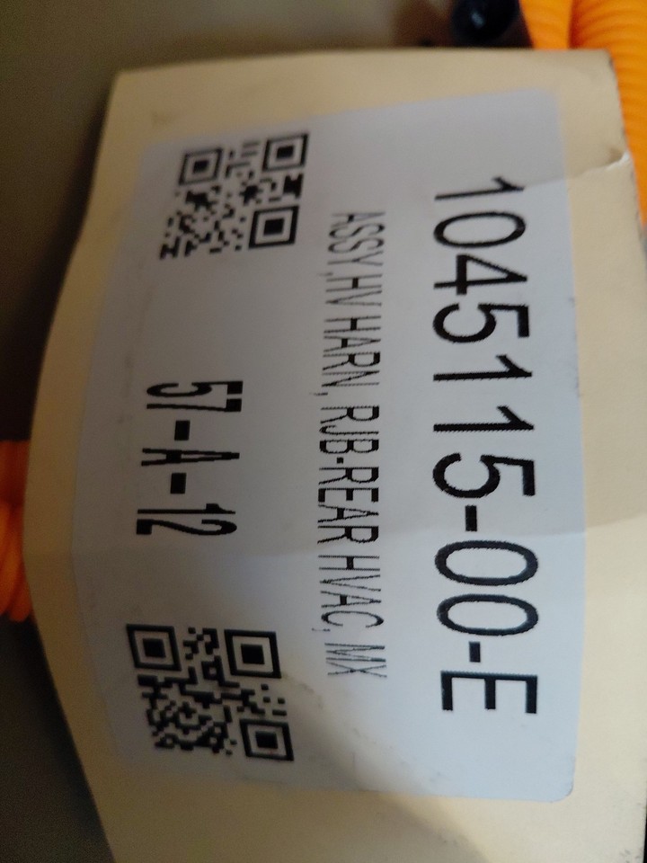 16-20 TESLA MODEL X RJB REAR HVAC HV WIRE WIRING HARNESS 1045115-00-E ...