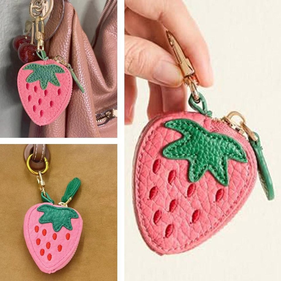 Fruit Shape Cherry Design Fruit Charm Coin Purse Blueberry Peach Cute ...