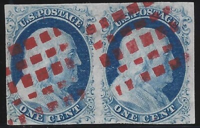 US # 9 - Pair - Clean PF Cert - Pos. 26 & 27 L1L - Blood Red Ccl. ex ...