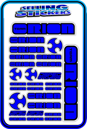 TEAM ORION ESC MOTOR BATTERY LIPO RC DRIFT STICKER DECALS 1/8 1/10 BLUE ...