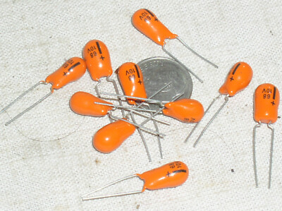 10 PANASONIC ECSF1AE686 DIP TAN DIPPED TANTALUM CAPACITOR 68UF 68MF 686 ...