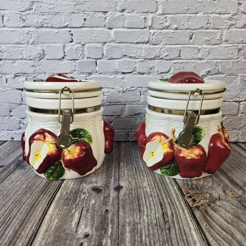 Vintage Apple Canisters Retro Ceramic Containers 2pc Set | eBay