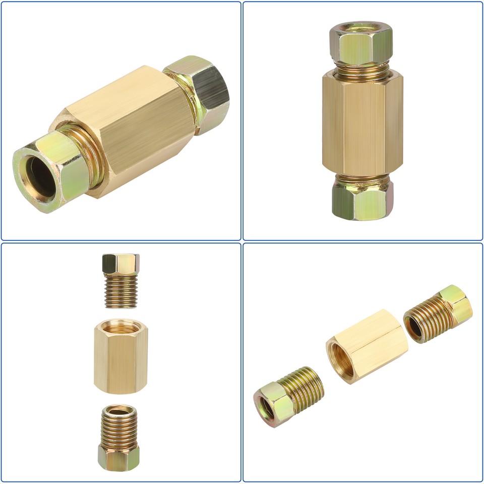 12 Piece (3/8-24 Inverted) Brake Line Fittings & Brass Unions Set For 3 ...