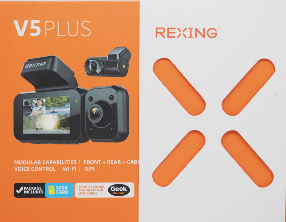 Rexing V5 Plus 3-Channel 4K Dash Cam 2.7" LCD Voice Control, Wi-Fi, GPS ...