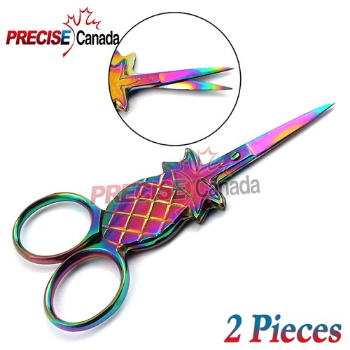 2 Pc Titanium Color Rainbow Craft Embroidery Scissors Sewing 3.5 ...