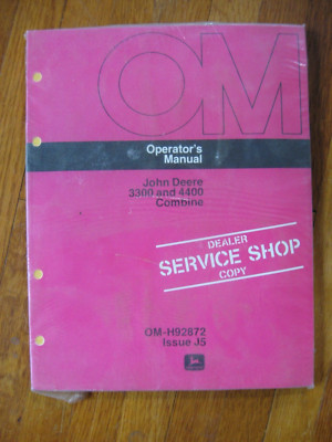 3300 4400 John Deere Combine operators Manual ORIGINAL NEW OLD STOCK J5 ...