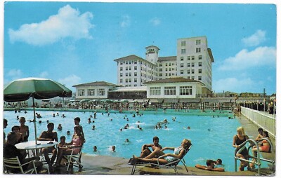 Postcard NJ Ocean City New Jersey, 1967 The Flanders Hotel Huge Pool ...