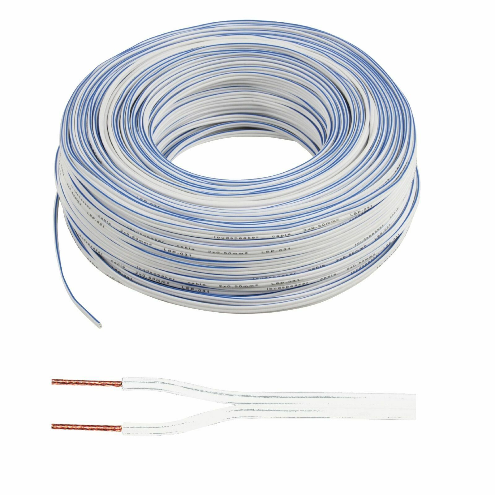 100m White Multi-Strand Loud Speaker Cable Wire Ideal for Car Audio ...
