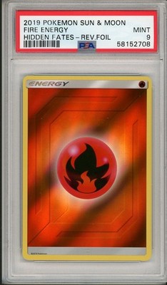 2019 Pokemon Sun & Moon Hidden Fates Fire Energy Reverse Foil Holo PSA ...