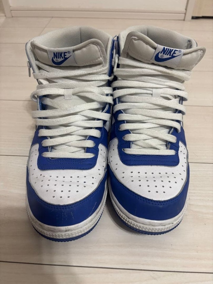 Nike High-Top Sneakers White/Blue Ventilation Perforation Used | eBay