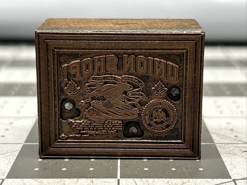 Rare Antique Barbers Union “Union Shop!” Sign Printers Printing Block ...