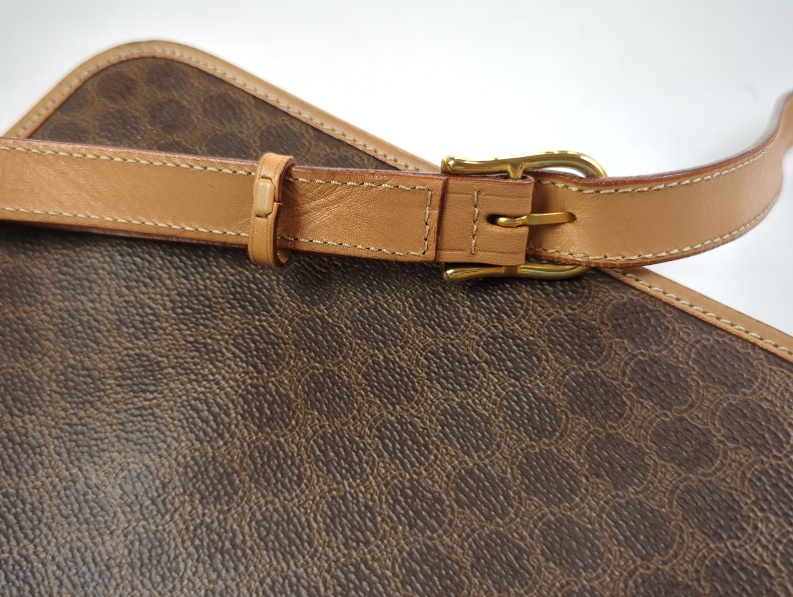 VTG CELINE MACADAM Shoulder Circle Bag PVC Leather Handbag Purse ...