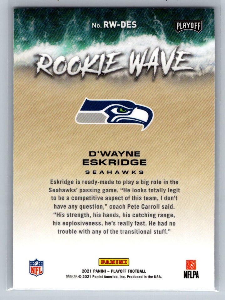 2021 Panini Playoff #RW-DES D'Wayne Eskridge Rookie Wave RC SEAHAWKS | eBay
