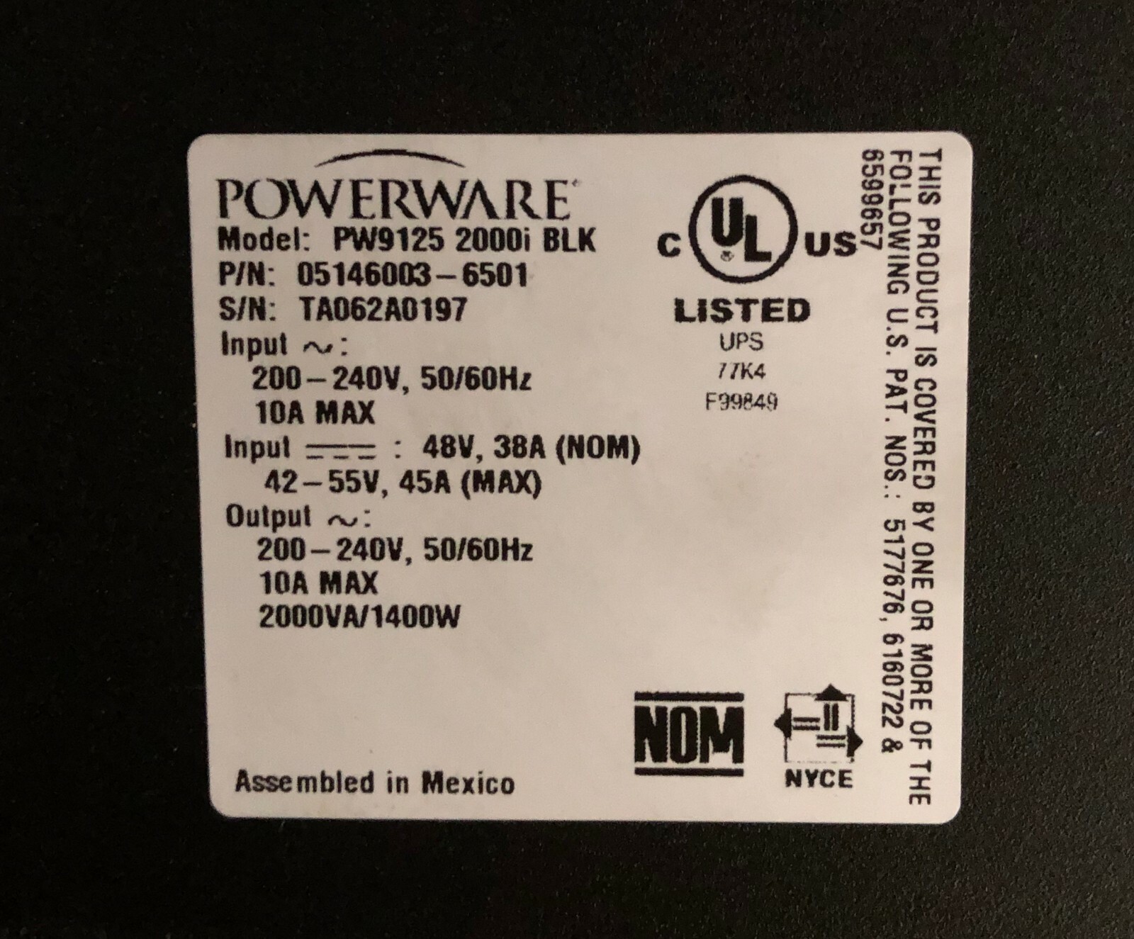 Powerware 9125 2000VA Rack / Tower UPS - new cells - fully tested - 12M ...