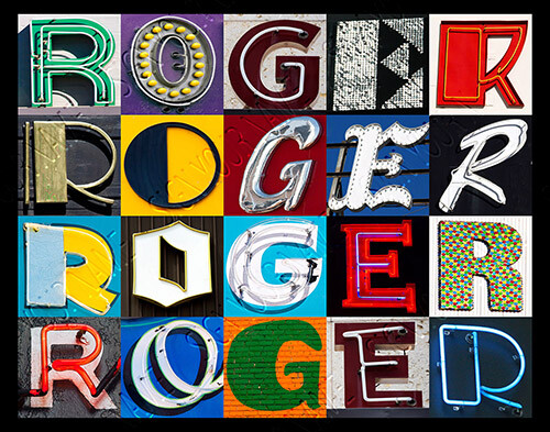ROGER Name Poster featuring photos of actual sign letters | eBay