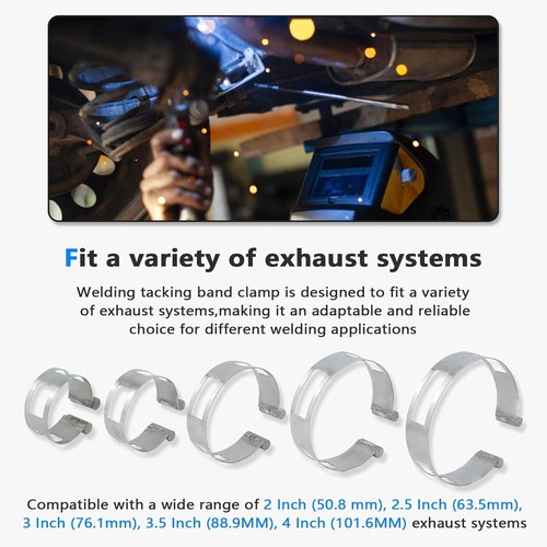 Exhaust Pipe Tacking Band Clamp-On For Welding Fabrication 2" to 4.0 ...