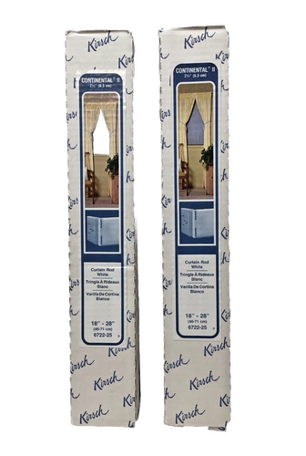 Kirsch Curtain Rods White 18-28” Continental II 2.5” Curtain Rods 6722 ...