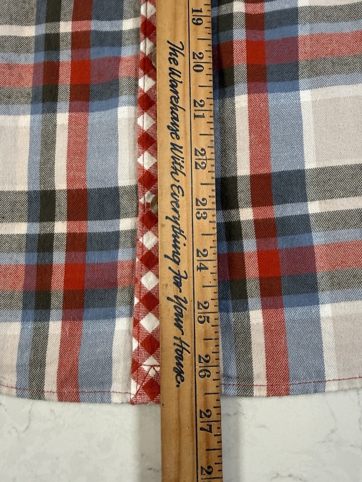 Eddie Bauer Women's Multi Fabric Plaid Flannel Button Up Red Check Long ...