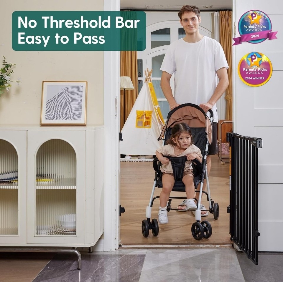 Babelio 26-43" No Bottom Bar Baby Gate for Babies, Elders and Pets, 2 ...