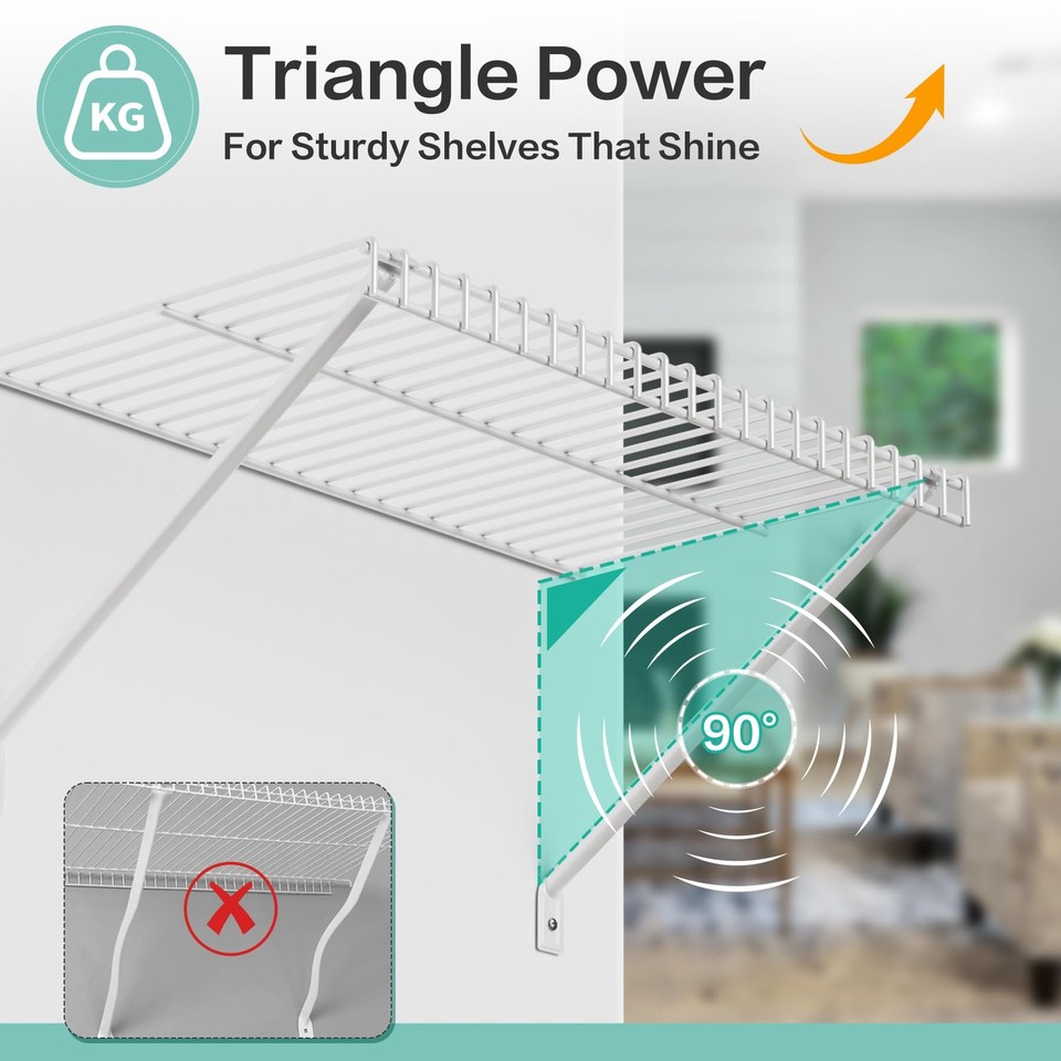 4 Pcs Wire Shelving Support Brackets 12in Wire Shelf Support ...