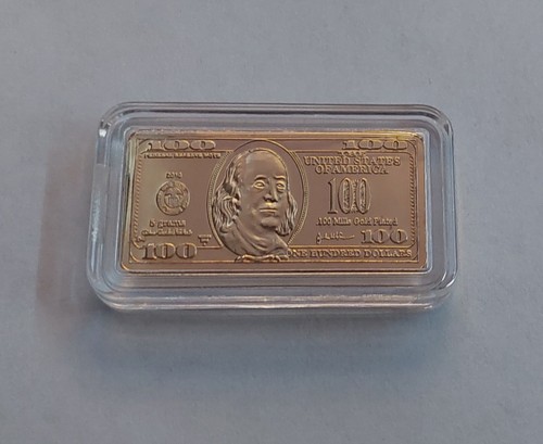 5 Gram 100 MILLLS GOLD $100 BANKNOTE BULLLION BAR .999 FINE 24K ...
