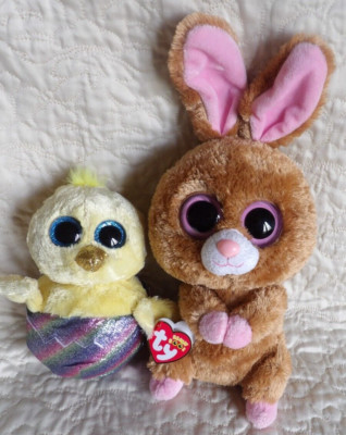 Ty Beanie Boos Hopson 2012 Plush EASTER BUNNY RABBIT MEGG CHICK IN EGG ...